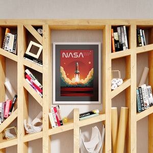 NASA Inspired Retro Space Rocket Poster - Printable Wall Art, Digital ...