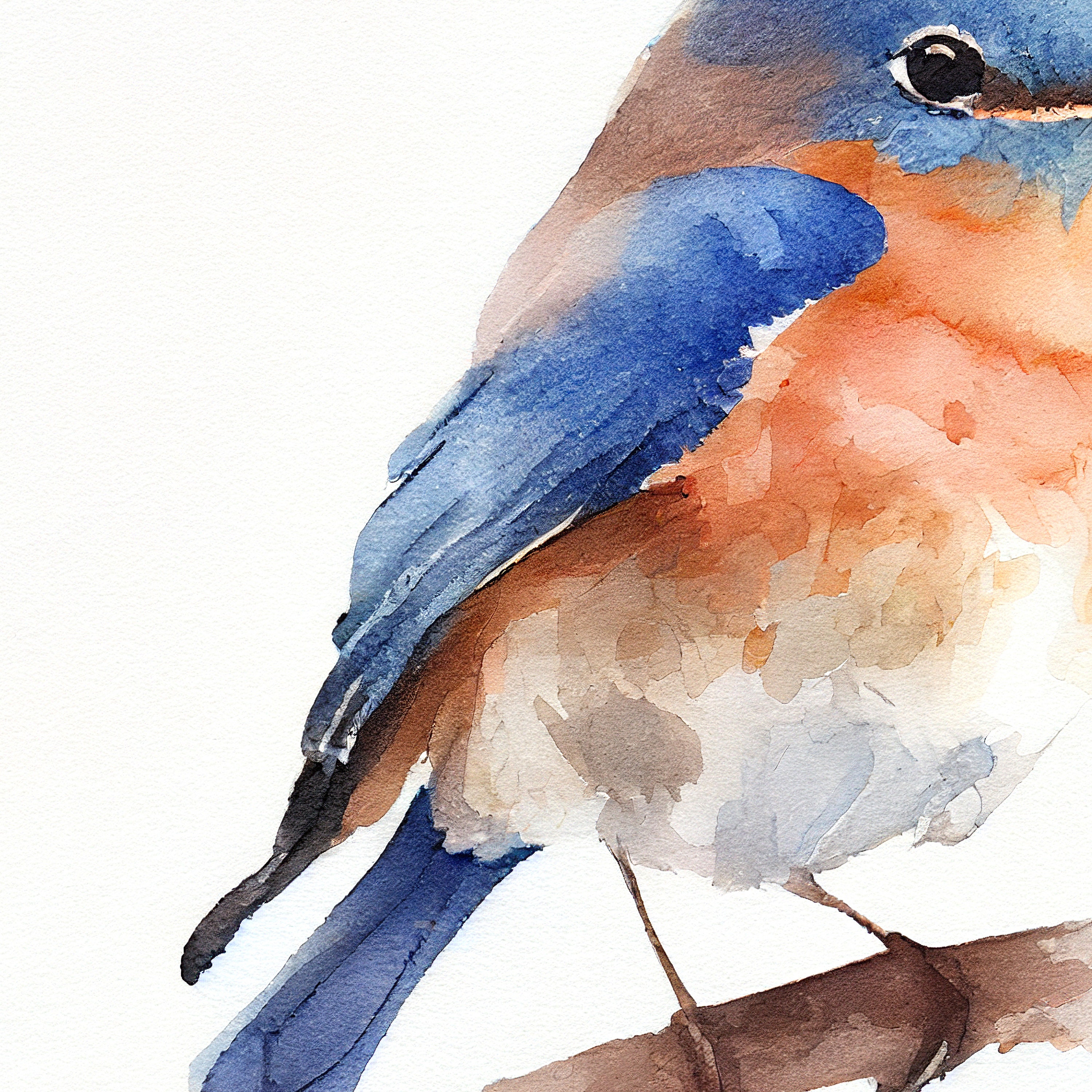 Eastern Bluebird Watercolour Painting - Printable Wall Art, Digital ...