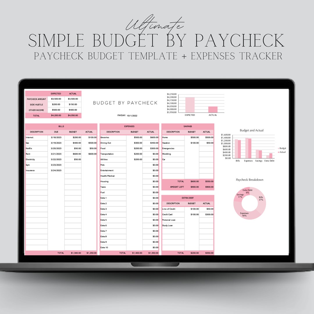 Simple Budget by Paycheck Spreadsheet | Finance Planner | Excel Budget ...