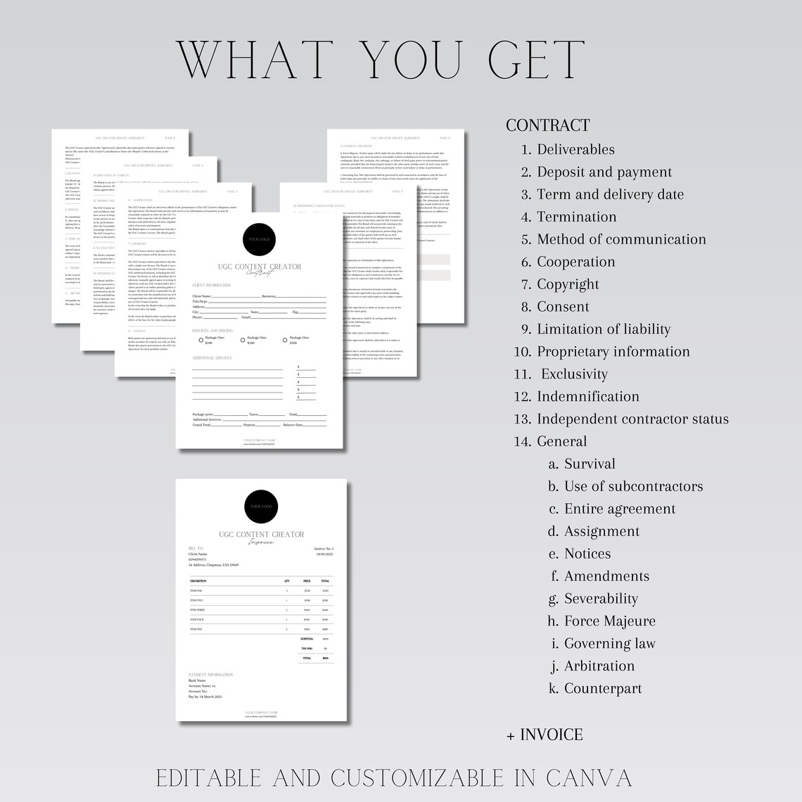 Professional UGC Creator Contract Template, UGC Template, UGC Contract ...