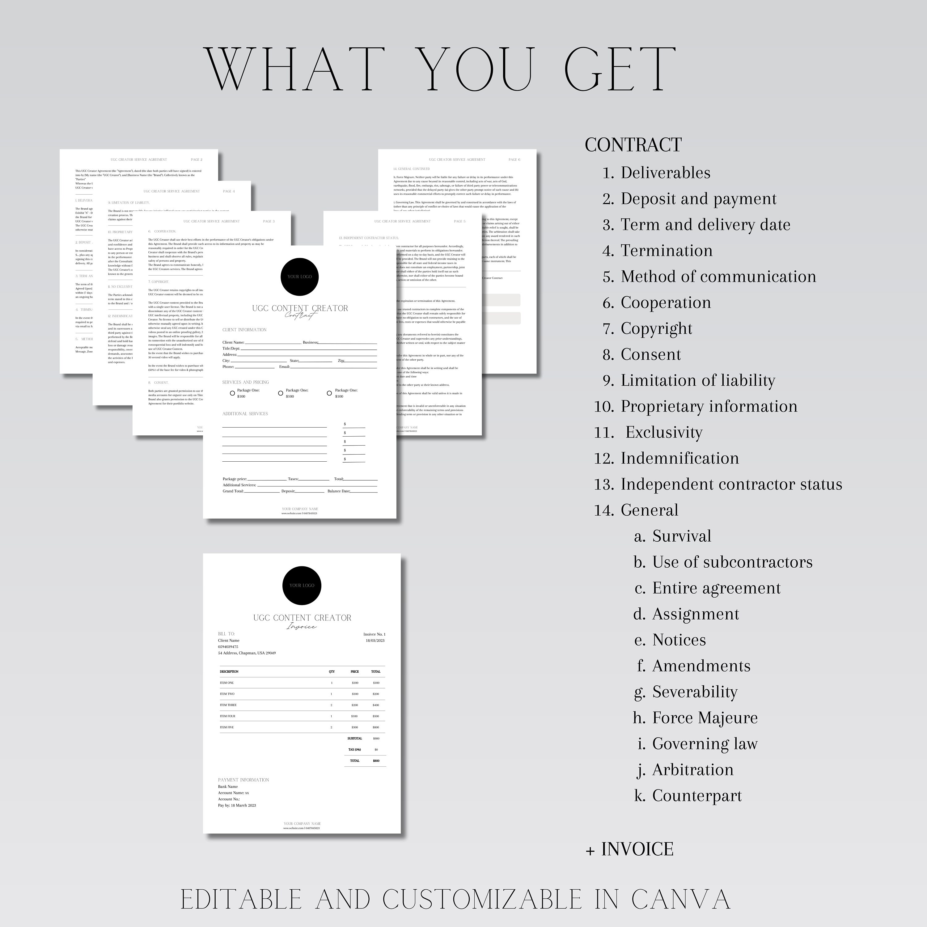 Professional UGC Creator Contract Template, UGC Template, UGC Contract ...