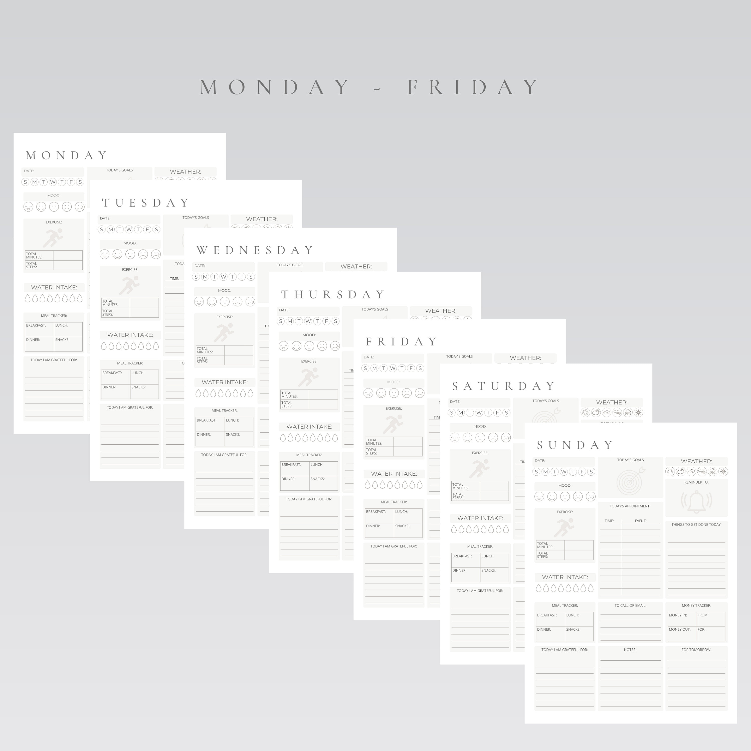 Printable Daily Planner Personal Daily Schedule Minimalist Productivity ...