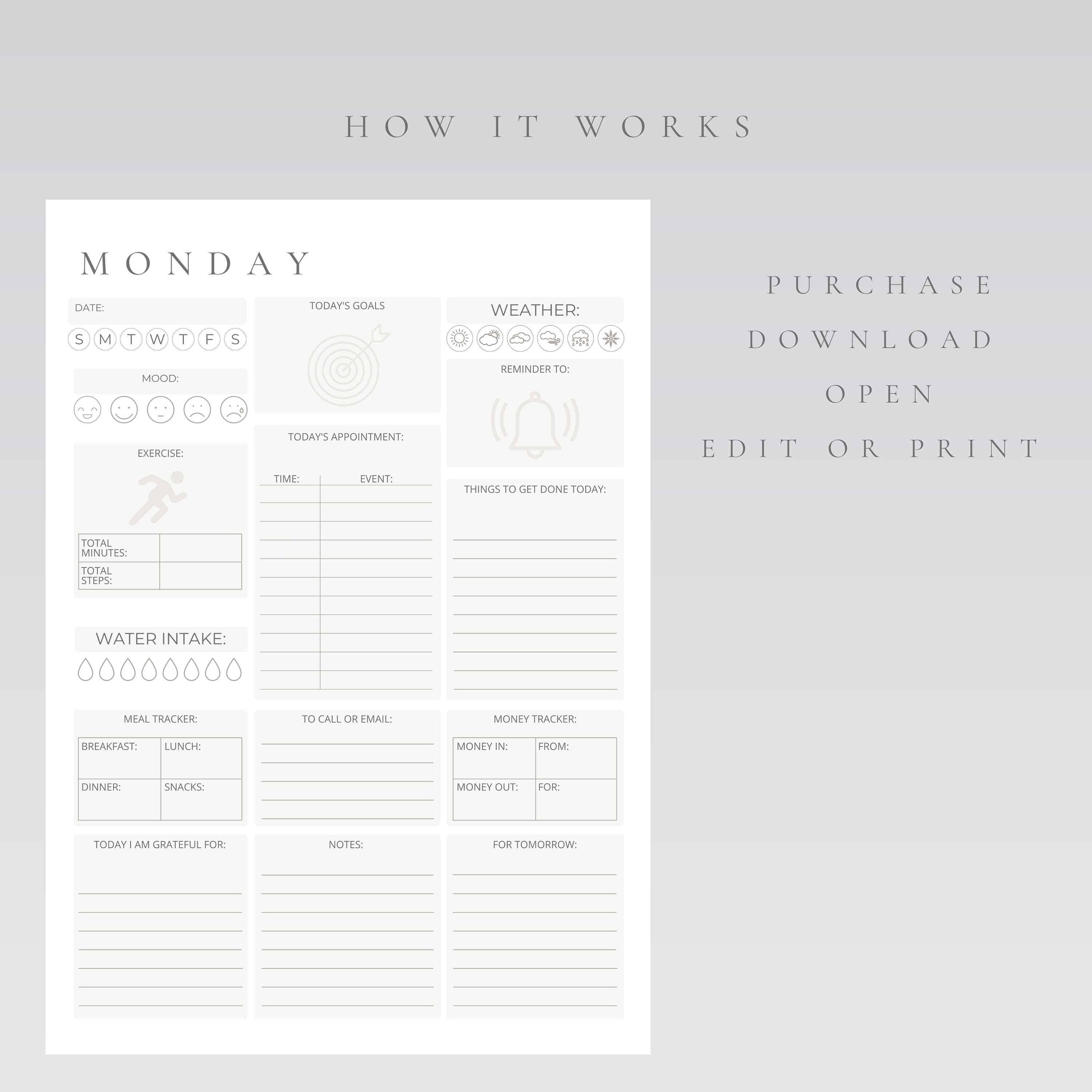 Printable Daily Planner | Personal Daily Schedule | Minimalist ...