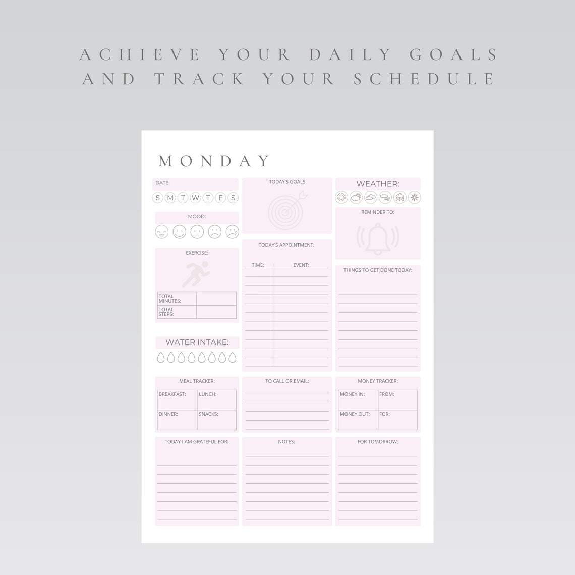 Printable Daily Planner | Personal Daily Schedule | Minimalist ...
