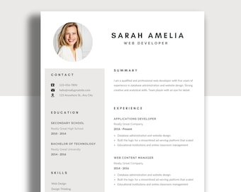 Resume Template With Photo, Professional Resume Template for Word ...