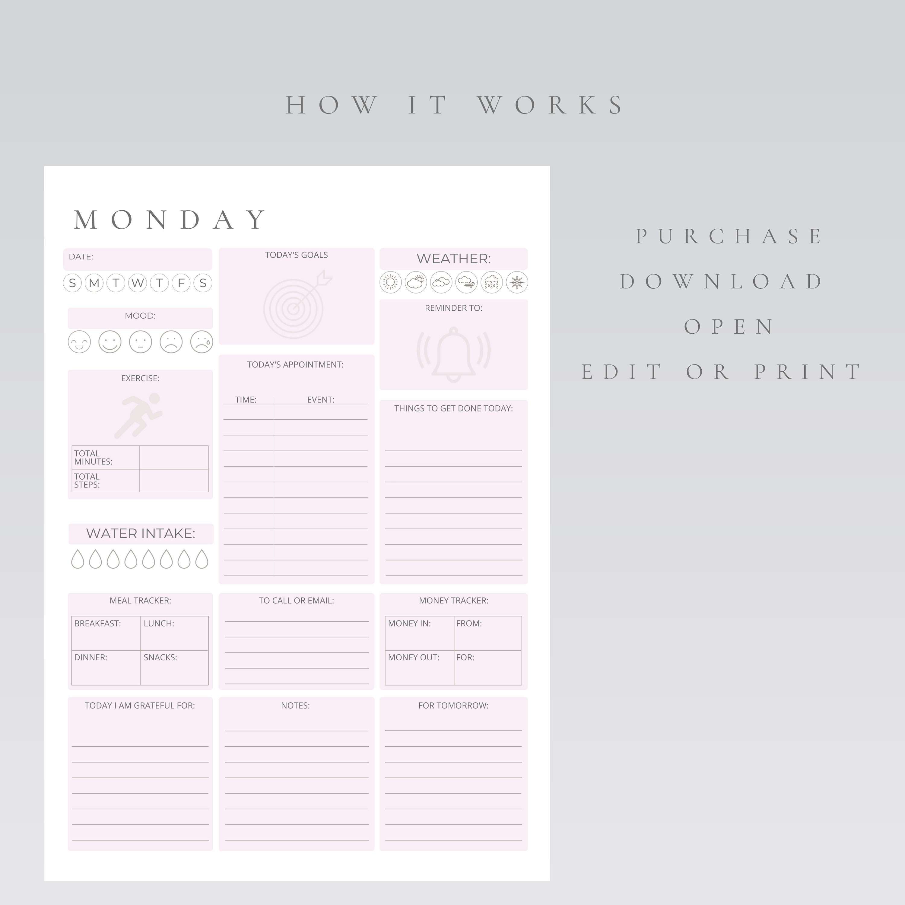 Printable Daily Planner | Personal Daily Schedule | Minimalist ...