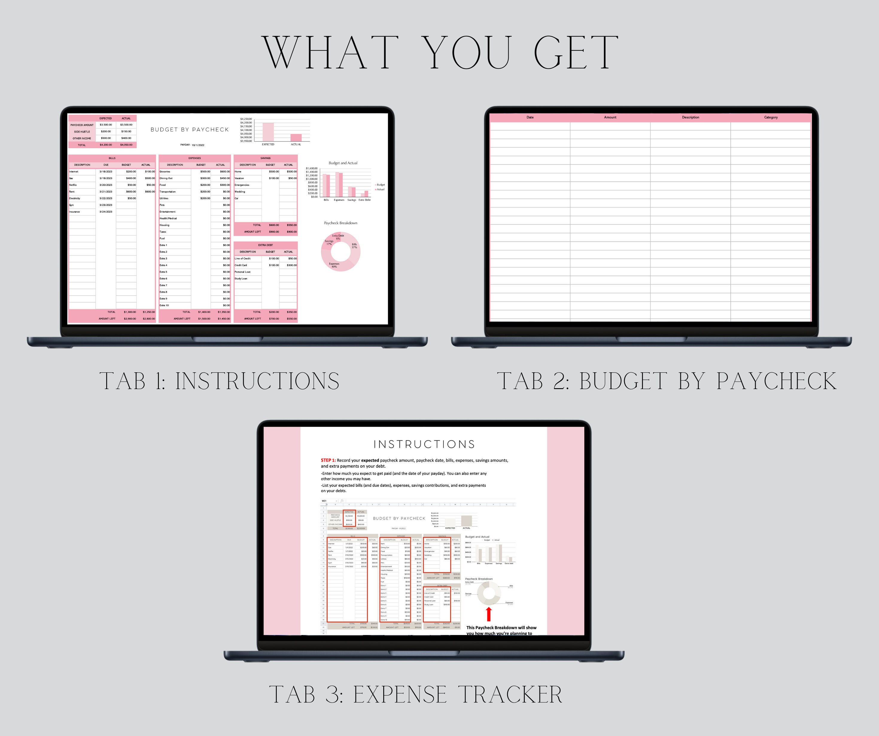 Simple Budget by Paycheck Spreadsheet Finance Planner Excel Budget ...