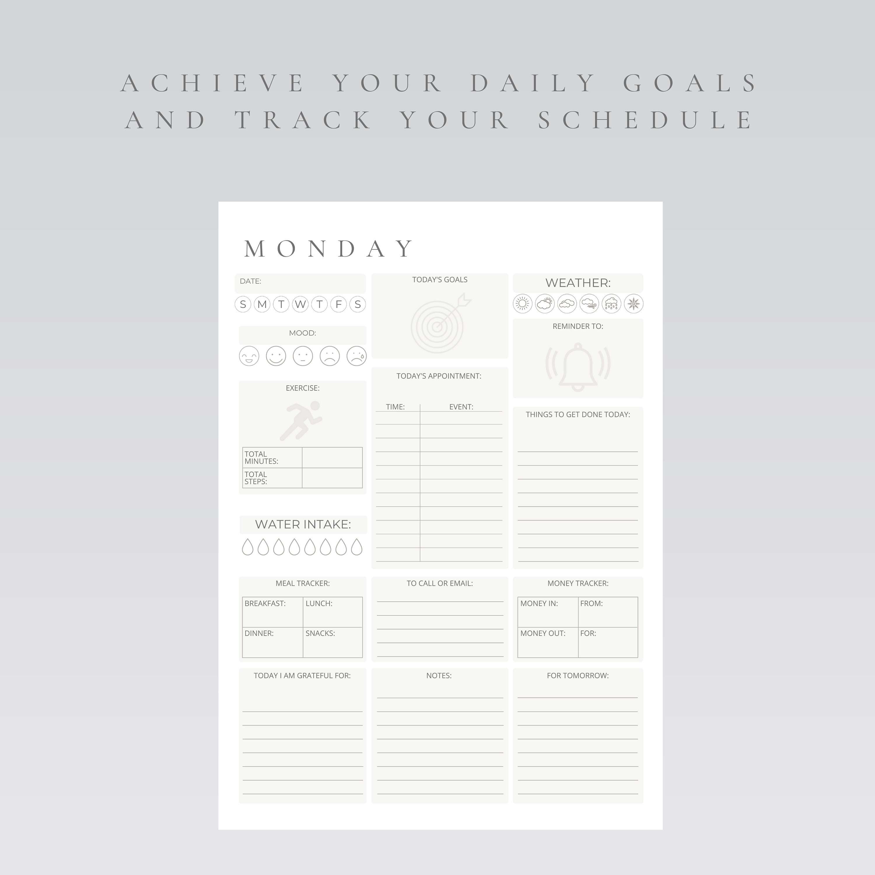 Printable Daily Planner Personal Daily Schedule Minimalist Productivity ...