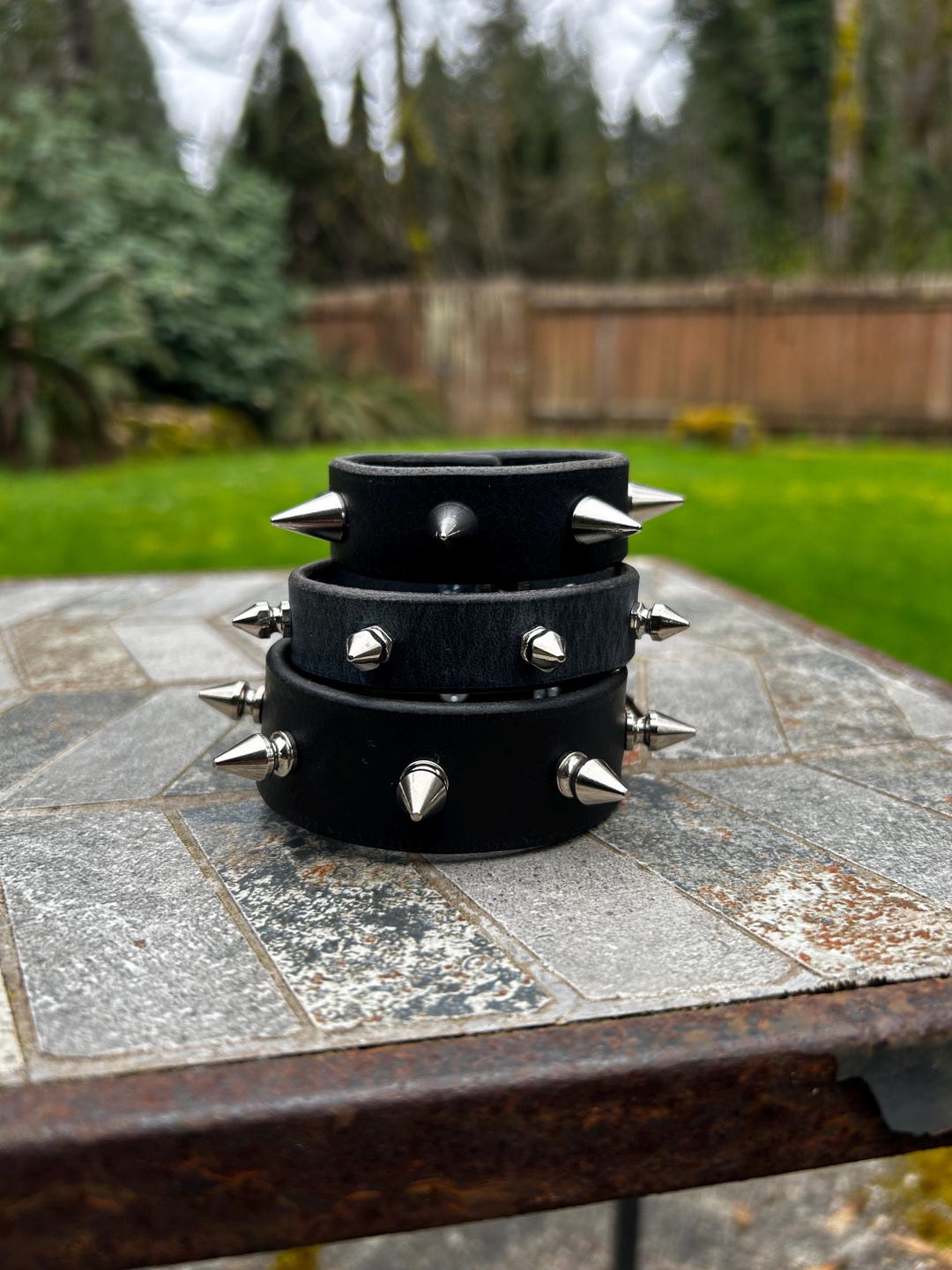 Personalized SENSORY FRIENDLY Spiked Leather Cuff | Upcycled Full Grain ...