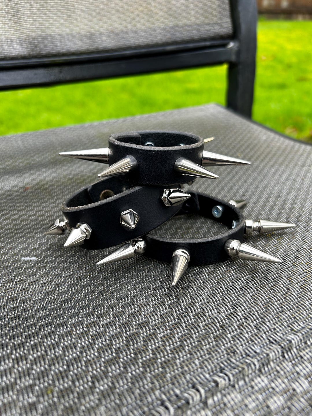 SENSORY FRIENDLY Personalized Spiked Leather Cuff Bracelet | Upcycled ...