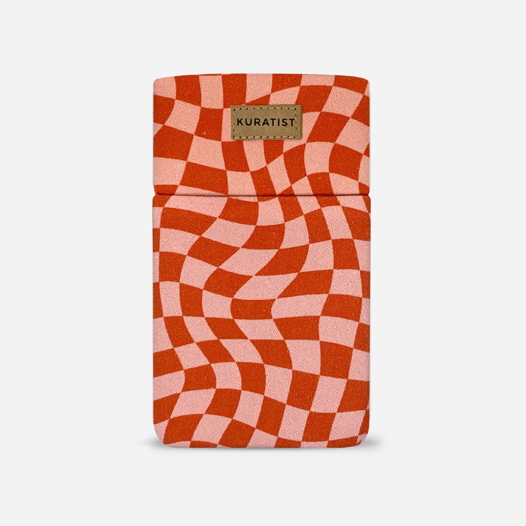 Handmade TWISTED CHECKERS Small Cell Phone Pouch Bag Minimalist Fabric ...