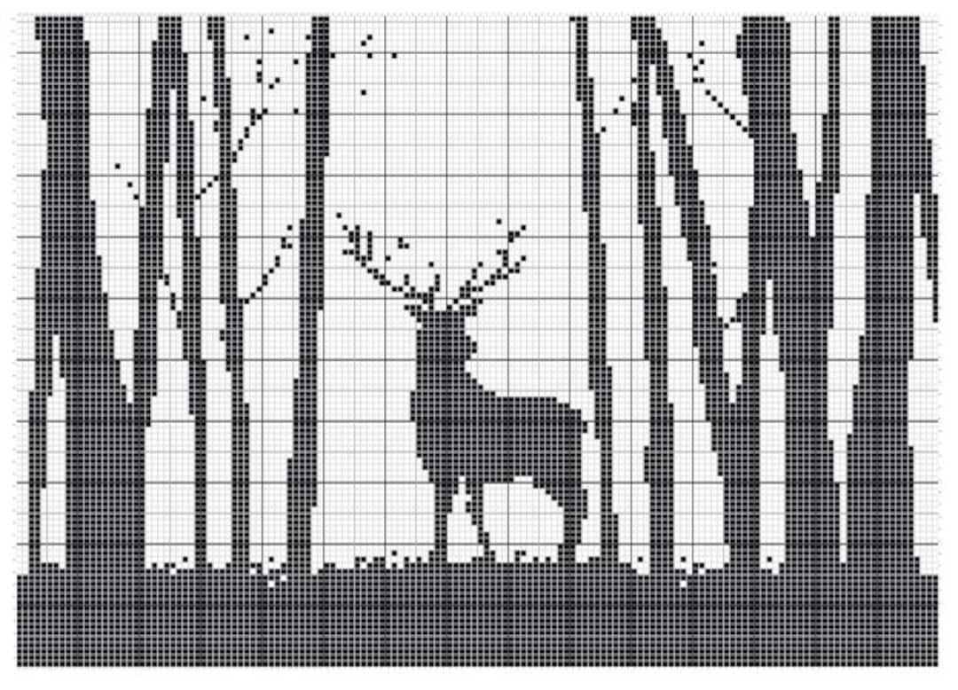 Crochet Graph Deer in the Woods 150x106 - Etsy