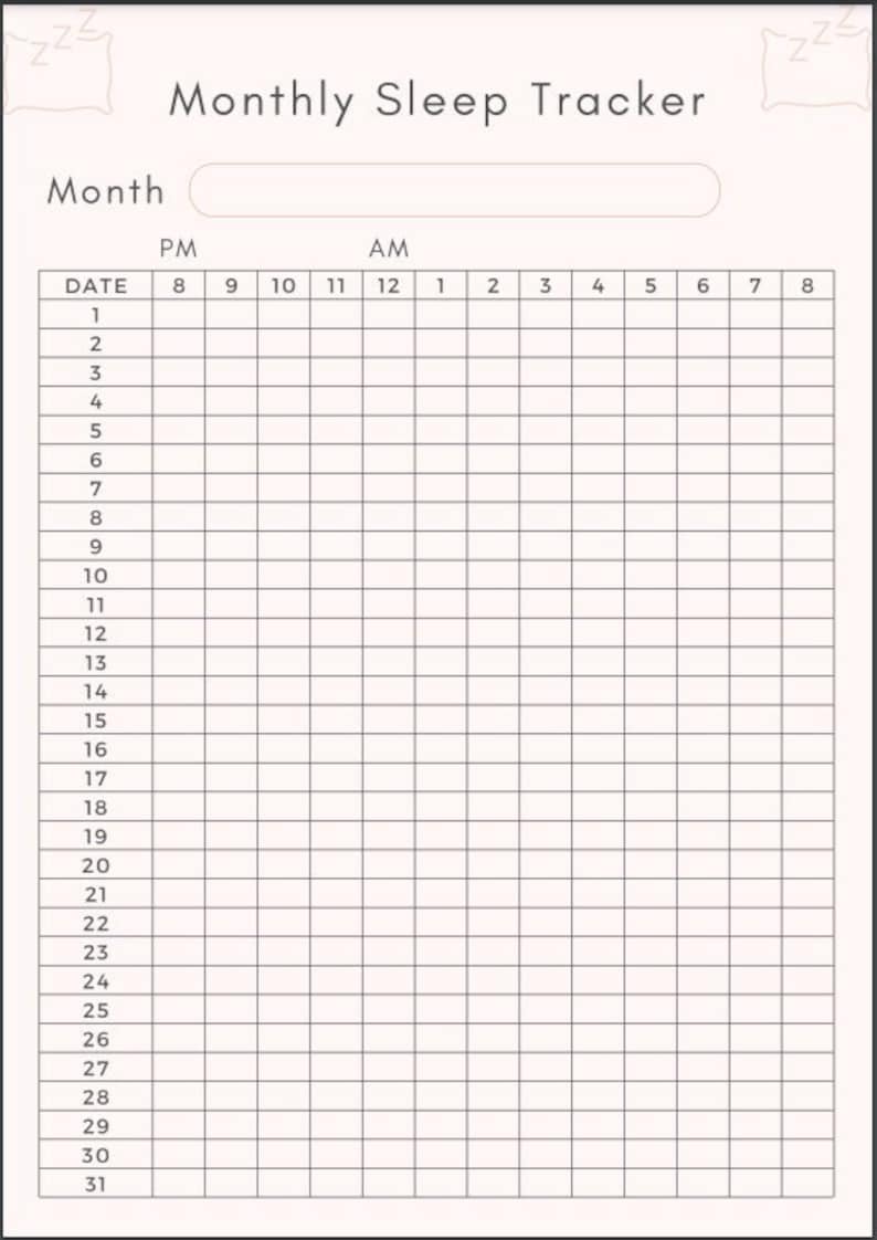 Printable Sleep Tracker - Etsy