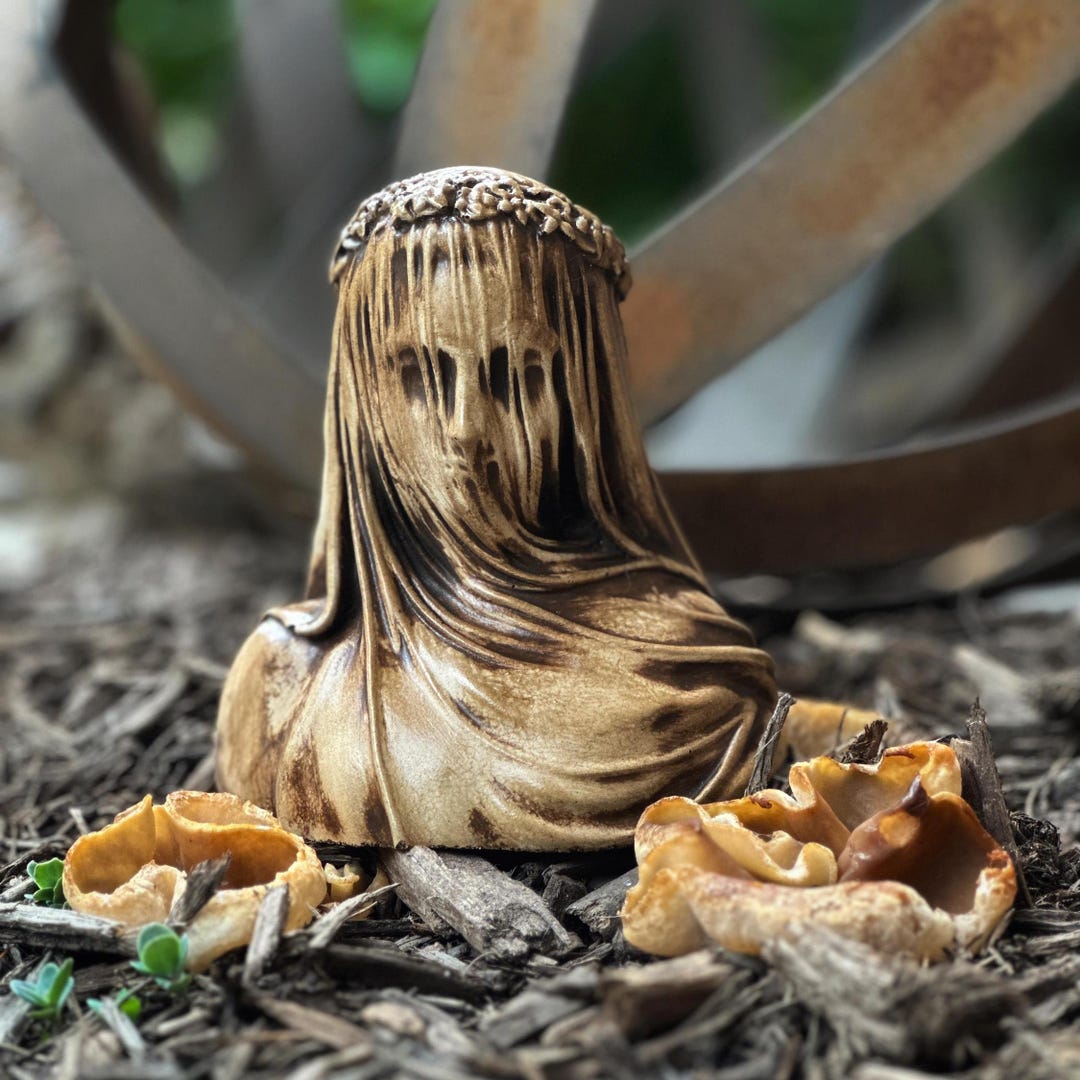 Cement Veiled Lady Bust Garden Statue Indoor Outdoor - Etsy