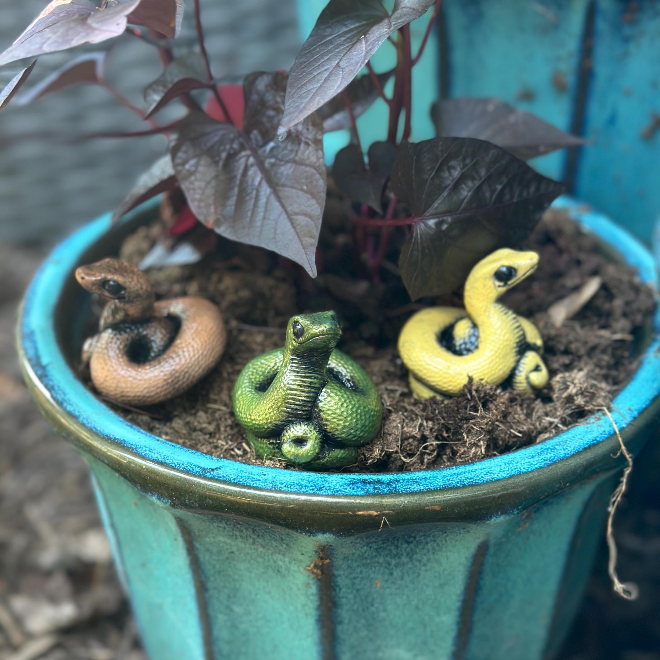 Snake Statue, Serpent Garden Decor, Planter Accessory - Etsy
