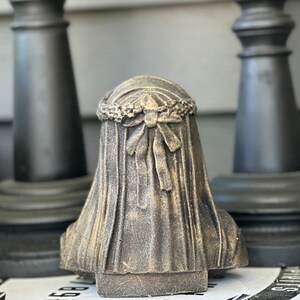Cement Veiled Lady Bust Garden Statue Indoor Outdoor - Etsy