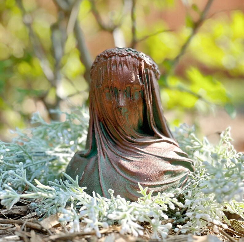 Cement Veiled Lady Bust Garden Statue Indoor Outdoor - Etsy