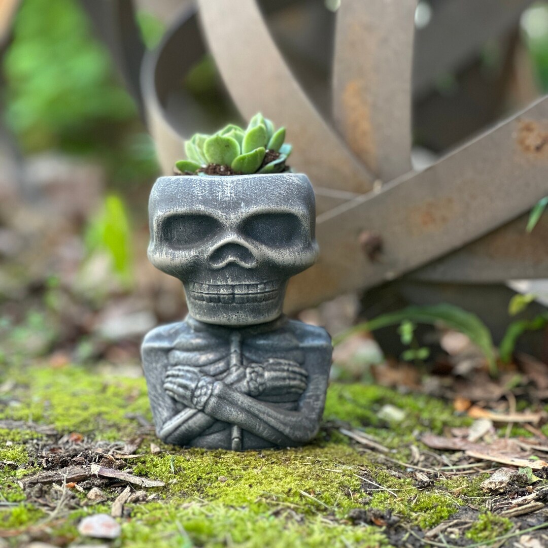 Skeleton Planter Pot Goth Garden Decor, Indoor/outdoor - Etsy