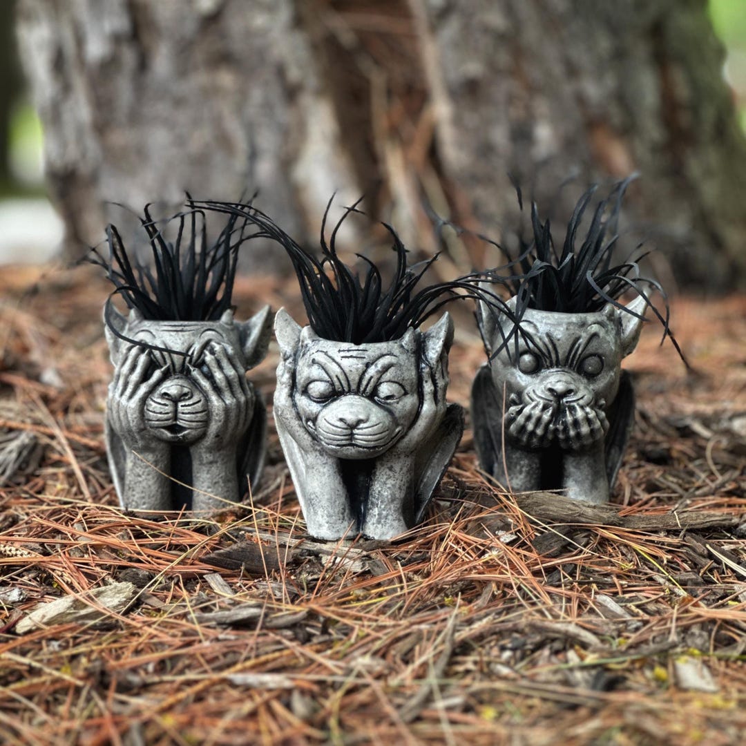 Gargoyle Planter, Gothic Planter Pot Set - Etsy