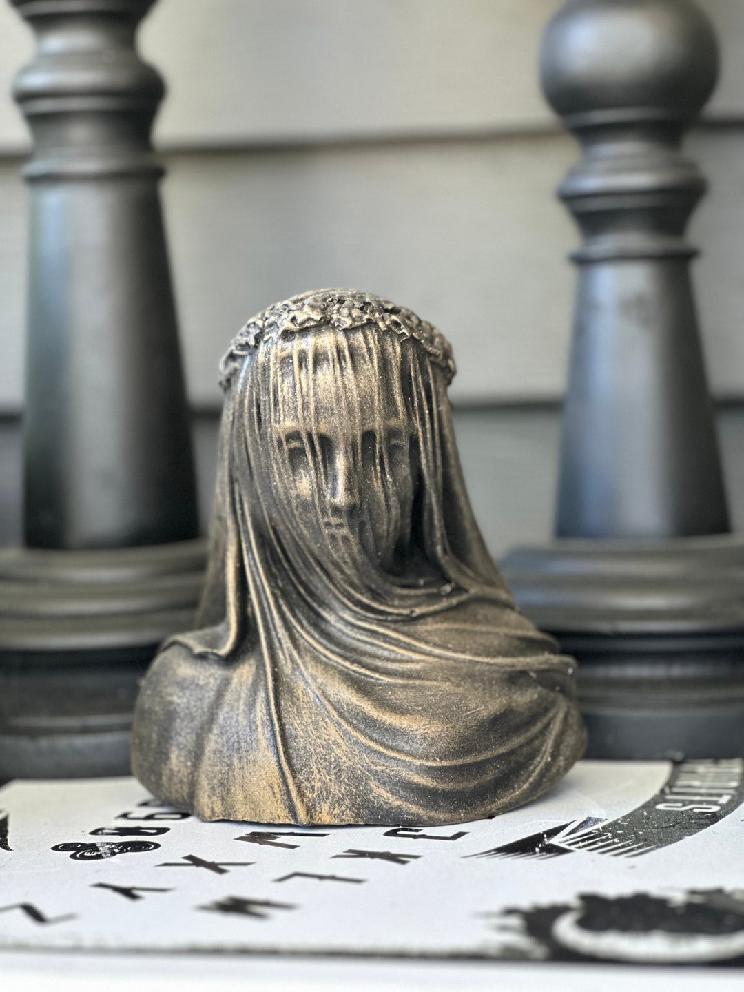 Cement Veiled Lady Bust Garden Statue Indoor Outdoor - Etsy