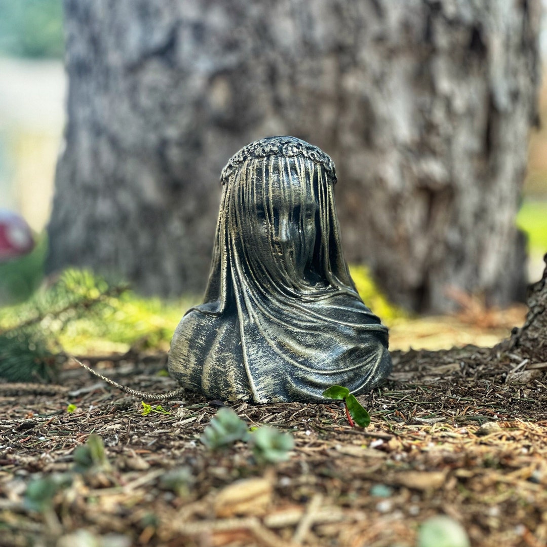 Cement Veiled Lady Bust Garden Statue Indoor Outdoor - Etsy