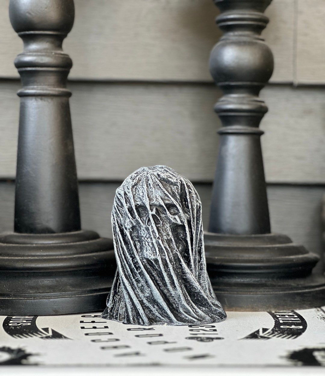 Small Concrete Veiled Skull Horror Statue for Indoor or - Etsy