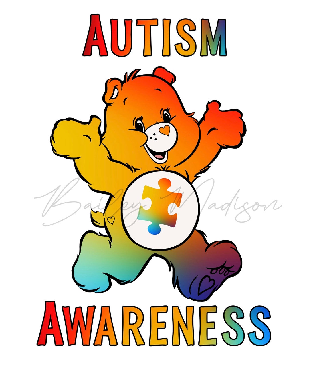 Autism Awareness Bear PNG - Etsy