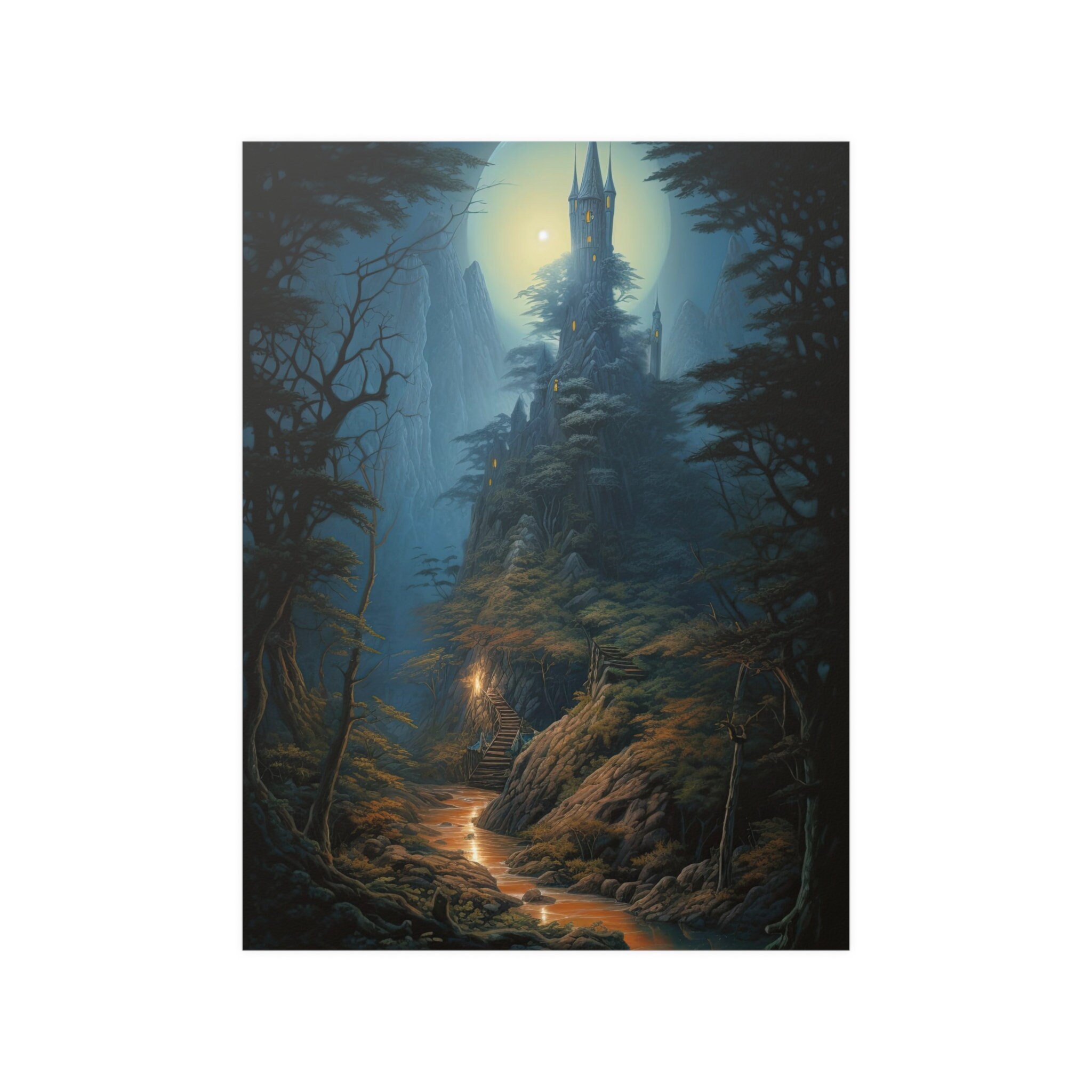 Wizard's Tower, Fantasy Art, Magic Poster, Mystical Décor, Enchanted ...