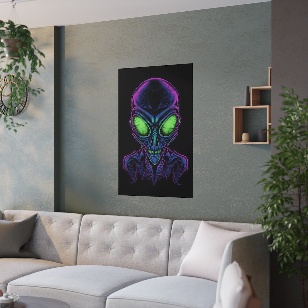 Scary Alien, Blacklight Poster, Blacklight Art, Psychedelic Poster ...