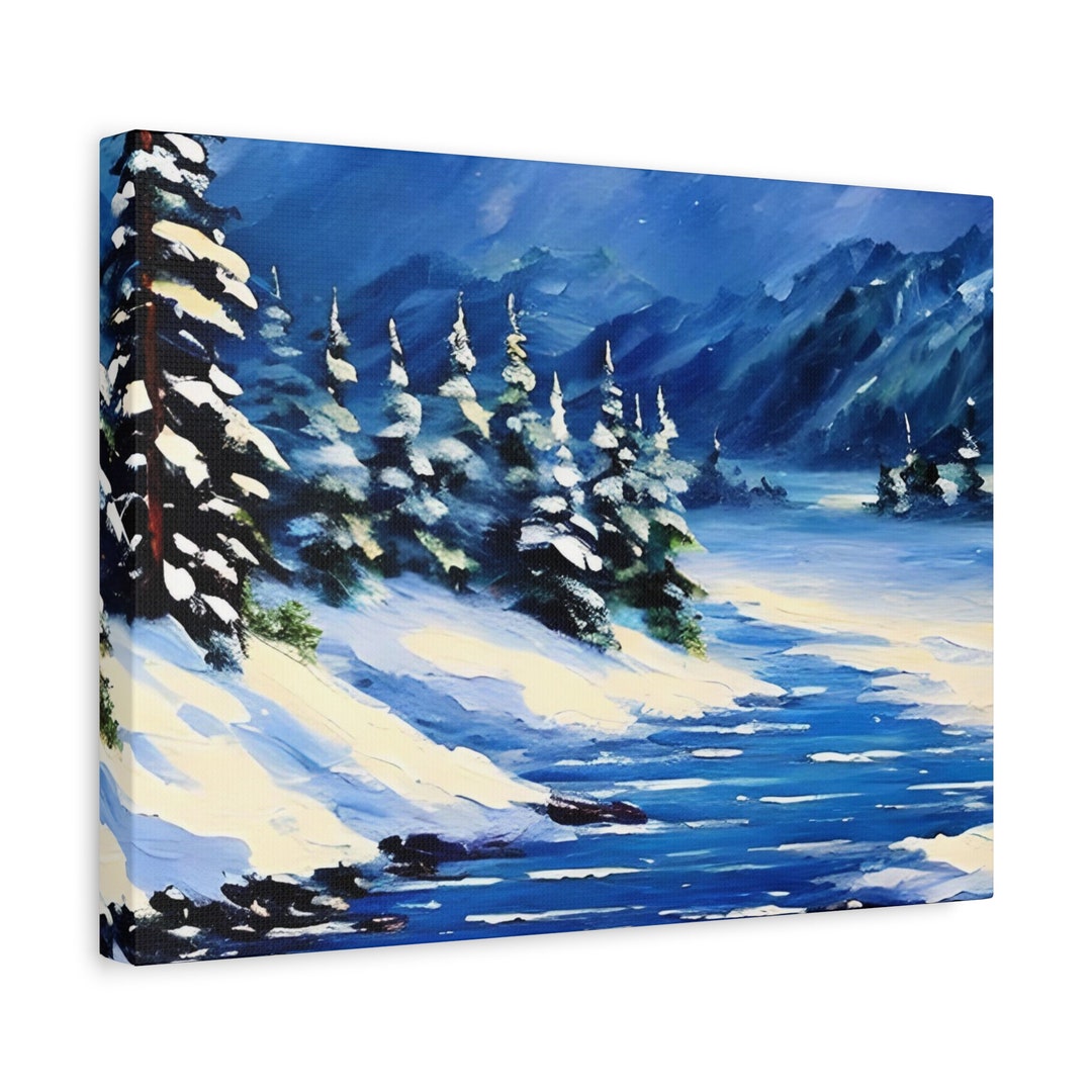 Snowy Pond, Colorful Art, Nature Art, Modern, Vibrant, Expressionism ...