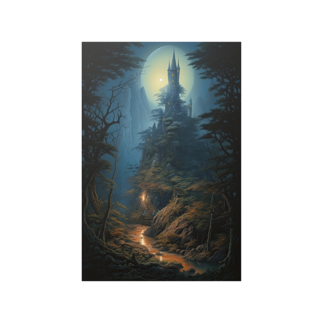 Wizard's Tower, Fantasy Art, Magic Poster, Mystical Décor, Enchanted ...