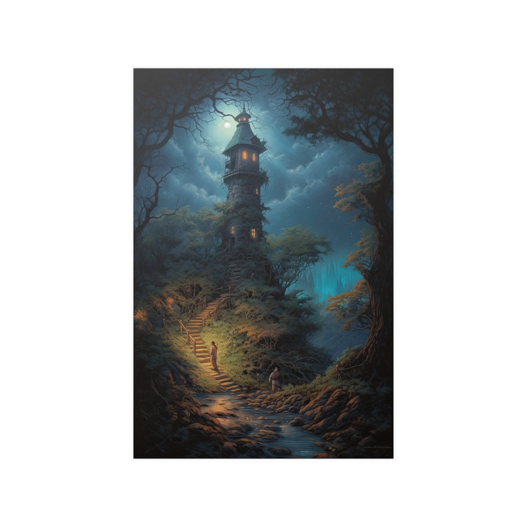 Wizard's Tower, Fantasy Art, Magic Poster, Mystical Décor, Enchanted ...