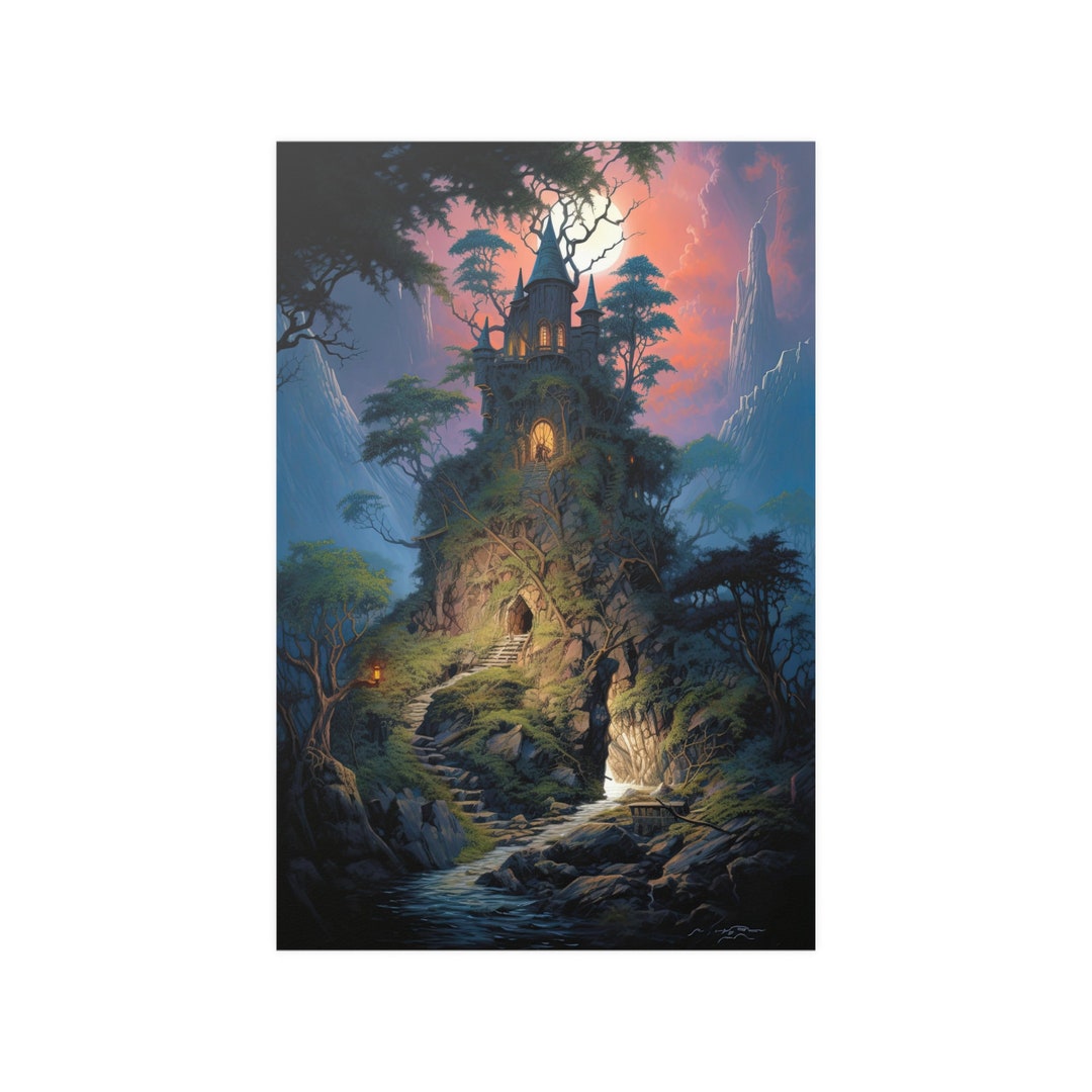 Wizard's Tower, Fantasy Art, Magic Poster, Mystical Décor, Enchanted ...