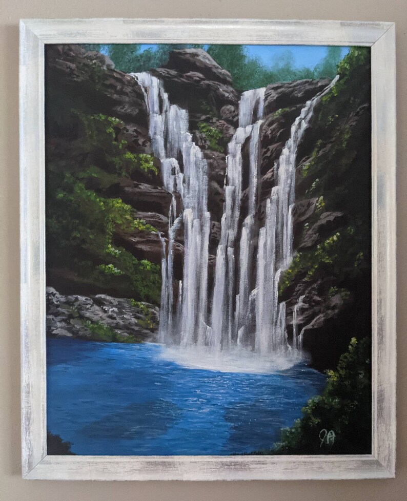 Clear Blue Waterfalls Painting - Etsy