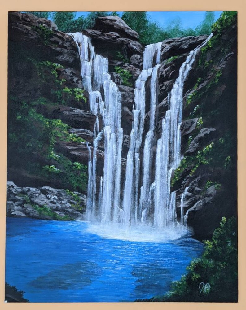 Clear Blue Waterfalls Painting - Etsy
