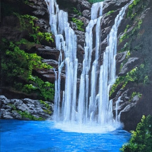Clear Blue Waterfalls Painting - Etsy