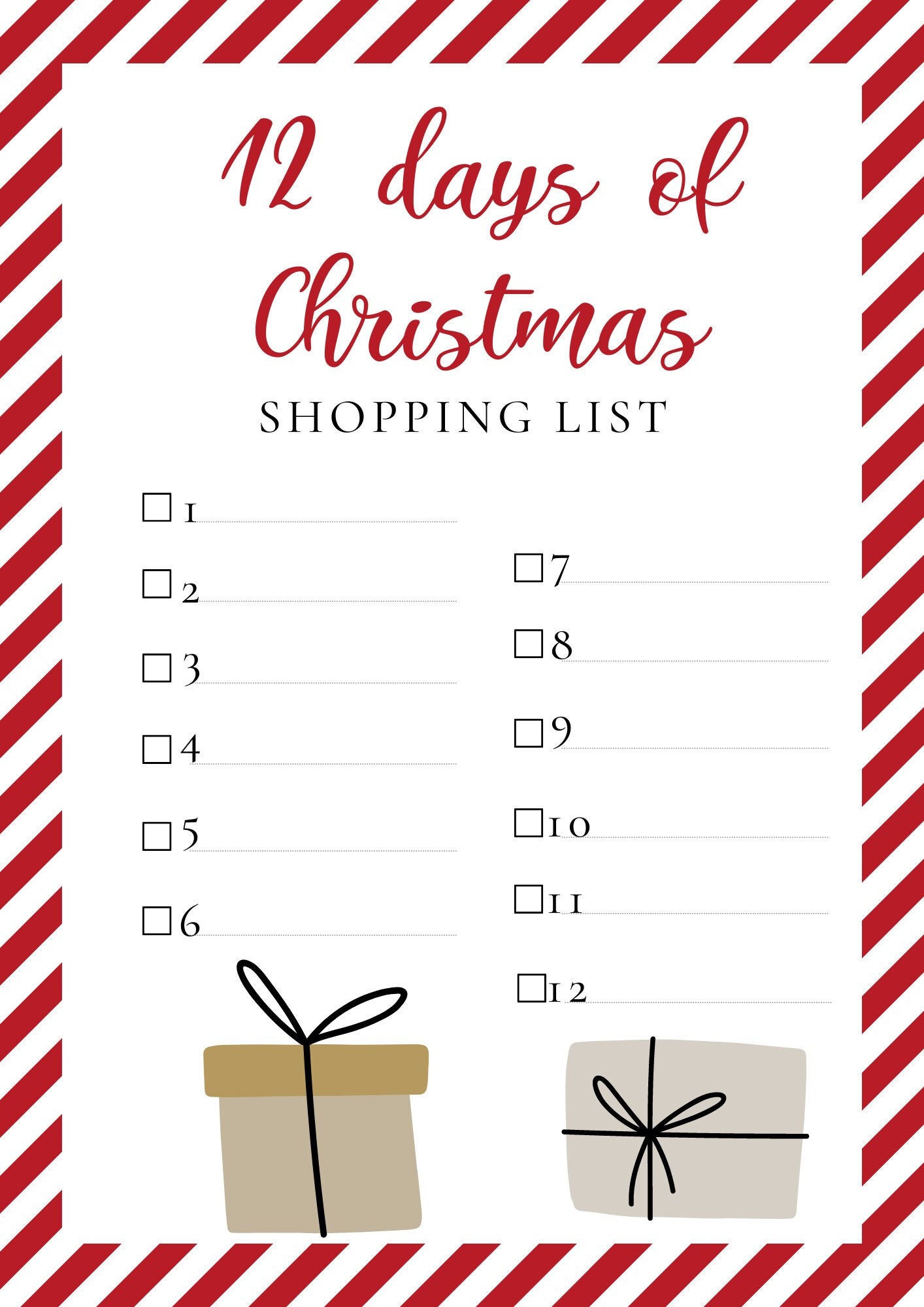 12 Days of Christmas Shopping List - Etsy