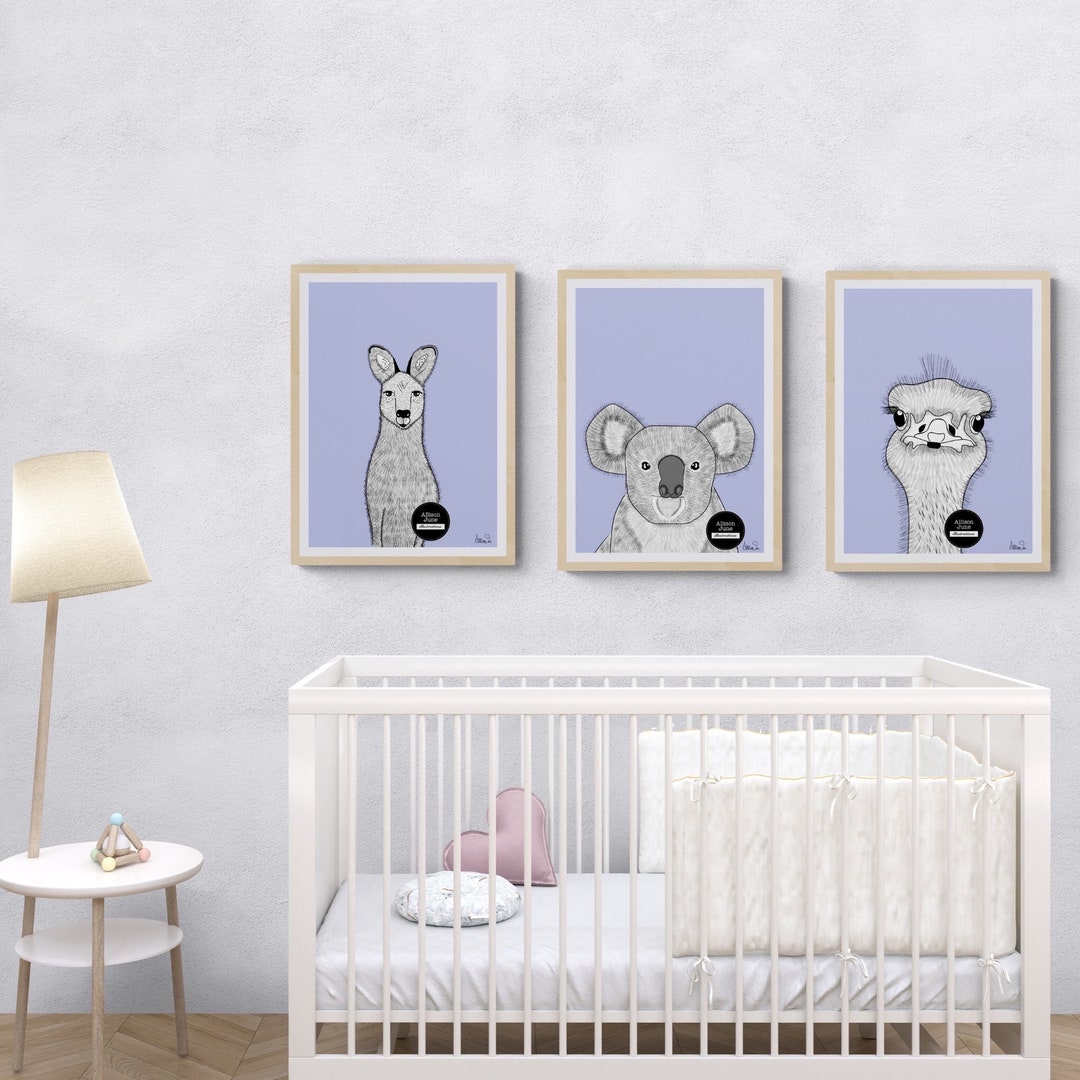 Kids Room Wall Art, Set of 3 Cute Animal Prints for Kids Room ...