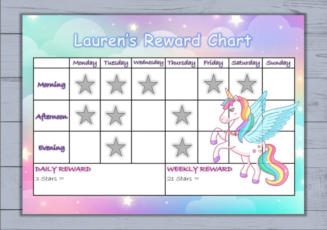 Personalised Theme Reward Chart With Shiny Fabric Star and Wipeable Pen ...