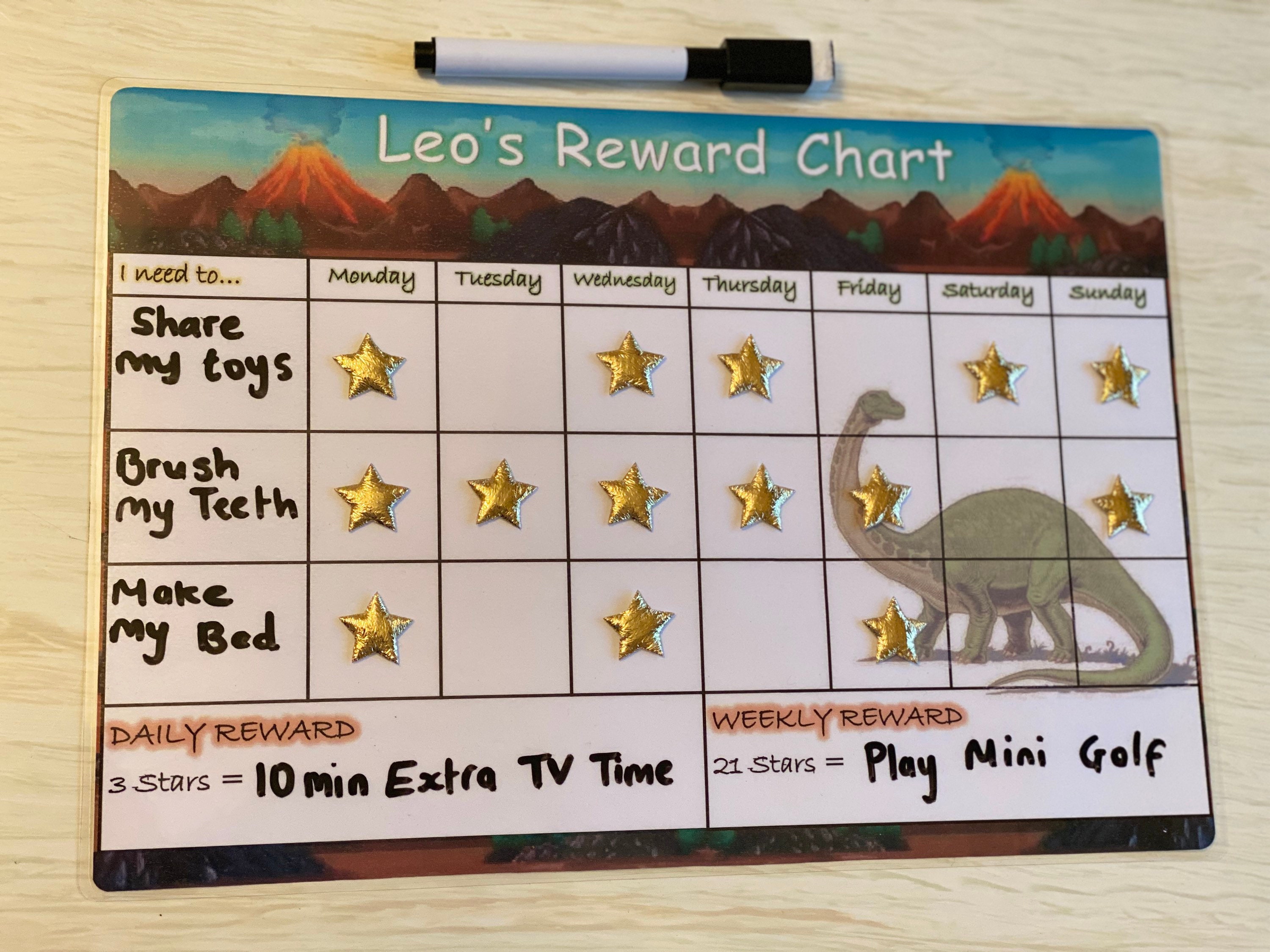 Re-usable Task/chores Reward Charts With Velcro Fabric Stars - Etsy UK