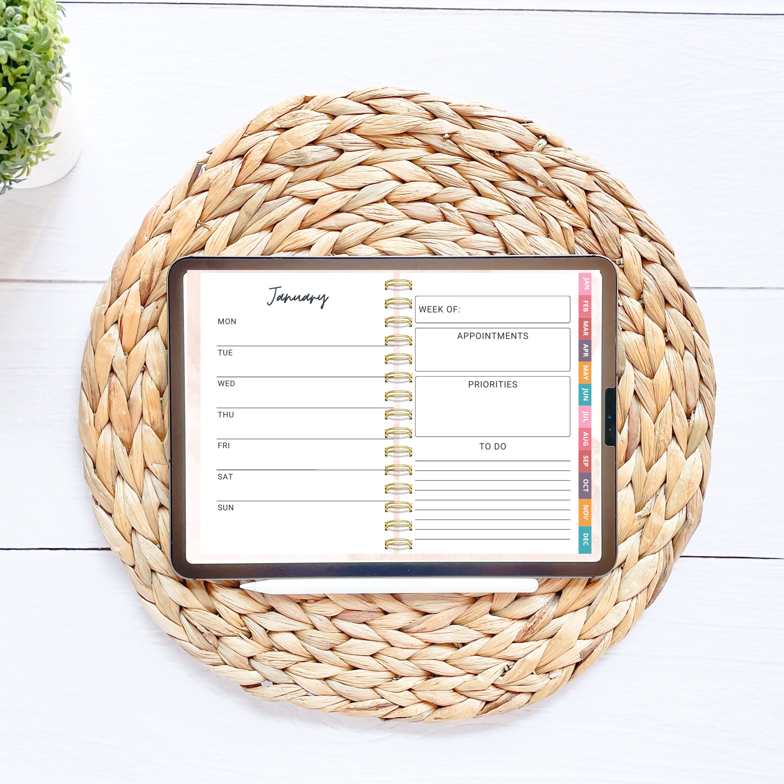 2024 Digital Planner, Dated Digital Planner, Simple Pink Digital ...