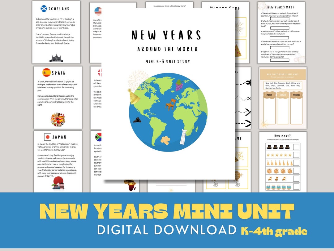 New Years Around the World Unit Study | Elementary Homeschool (digital ...