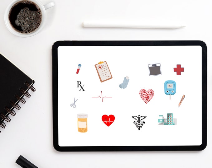 Medical DIGITAL STICKERS for Digital Planner and Printing, Precropped ...