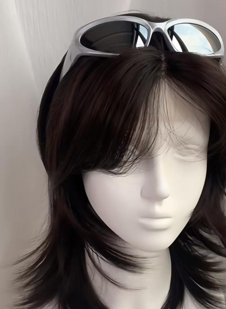 Silver Wolf-tail Mullet Wig: Layered Synthetic Lace Front, Anime ...