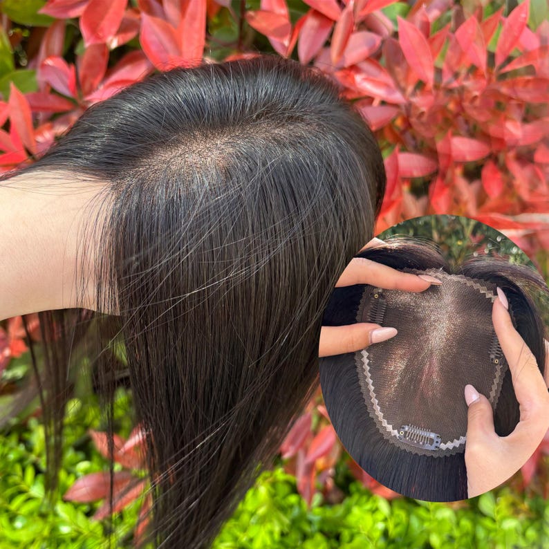 Breathable Ultra Thin MONO Lace Base Human Hair Topper Clip-in ...