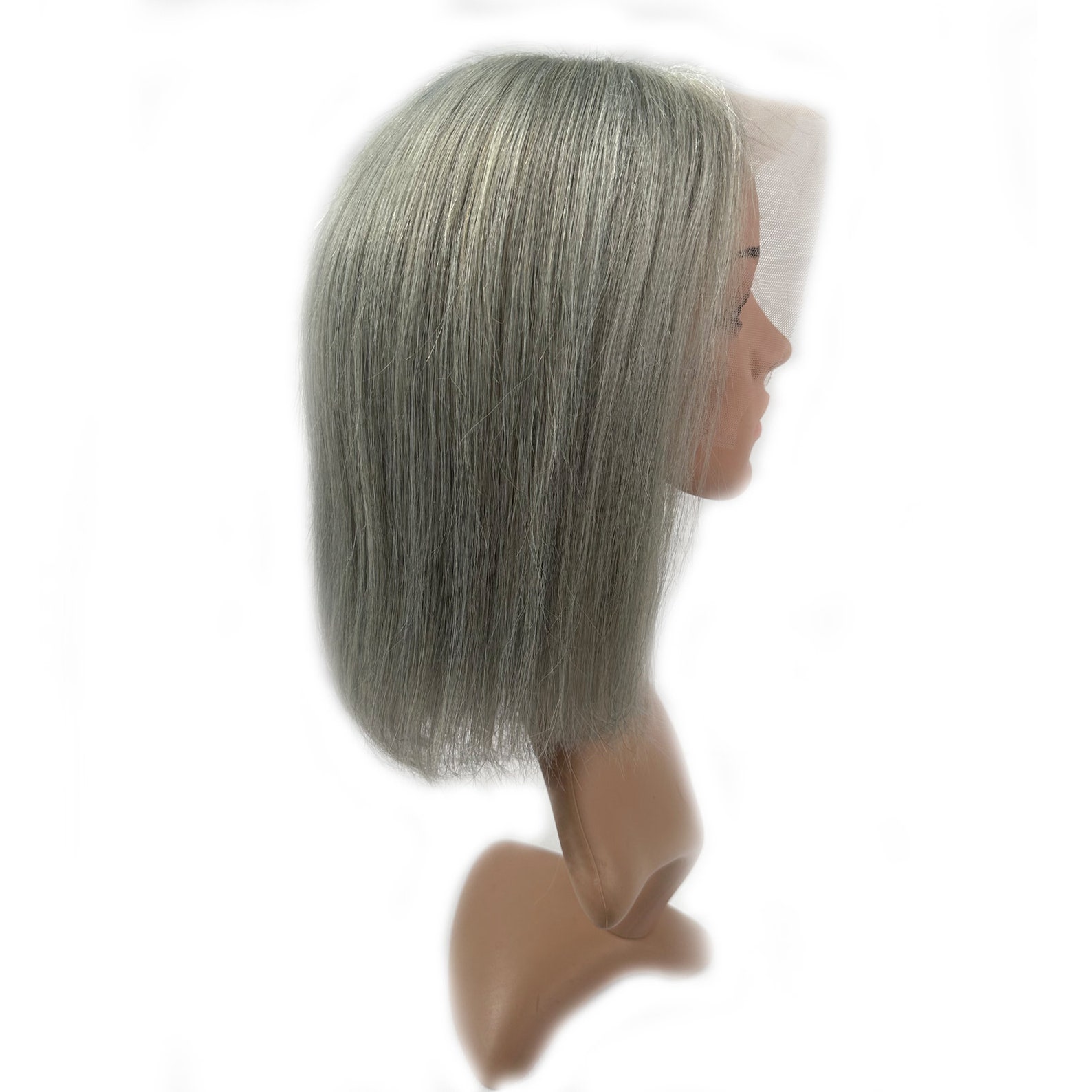 13x4 Lace Front Hair 12 Inches Human Hair Wigs, Grey Color Short Bob ...