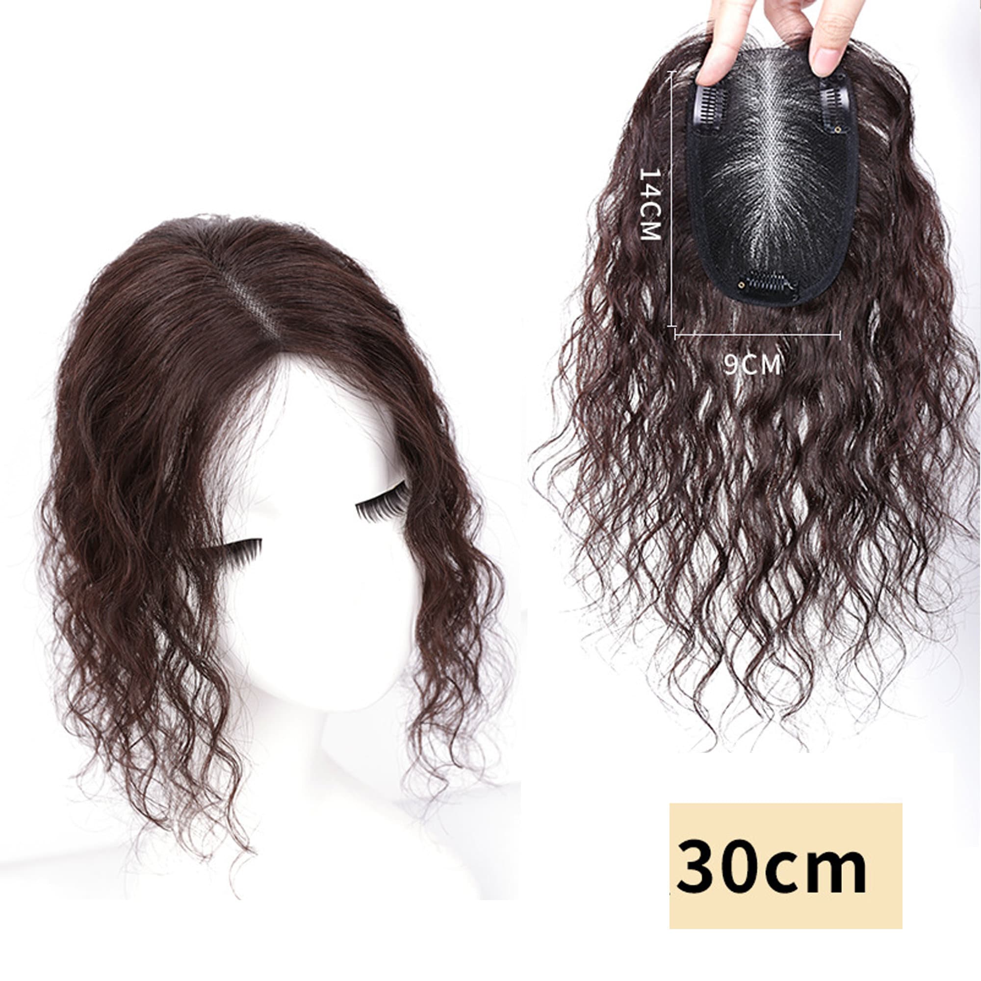 9x14cm Curly Human Hair Toppers,breathable Lace Toppers for Summer ...