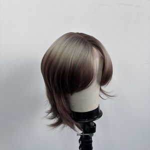 Brown Ombre Wolf Cut Mullet Wig - Trendy Layered Short Hair Topper With ...