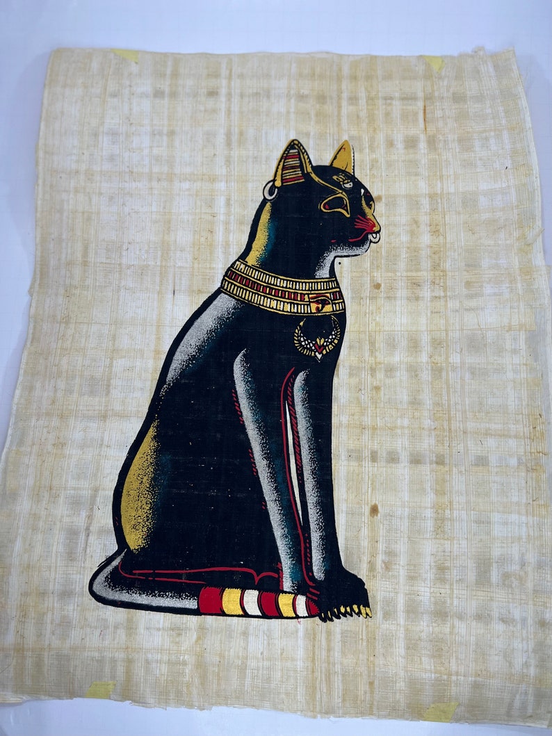 13 X 17 Bastet Papyrus Egypt Cat Wall Art Egyptian Papyrus Painting 100 ...