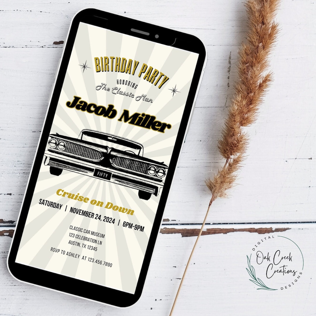 Classic Man Birthday Party Template, Cruise on Down Retirement Party ...